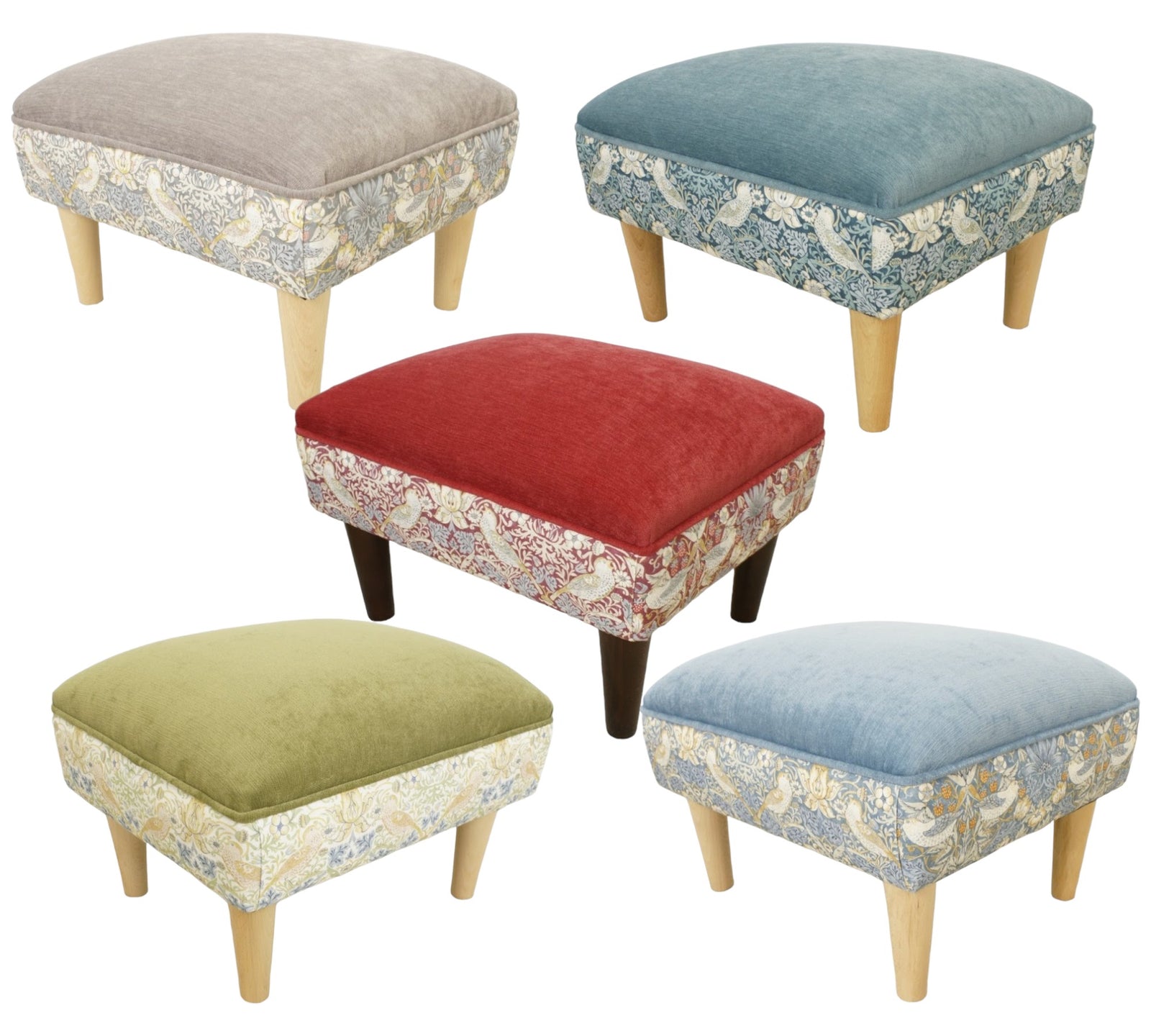 Harrow footstool in Teal William Morris strawberry thief – New England ...