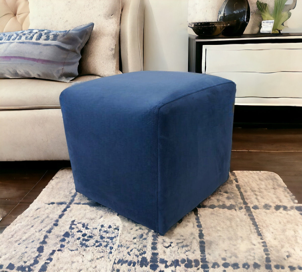 Block/Cube Pouffe in Soft Velvet – New England Sofa Design